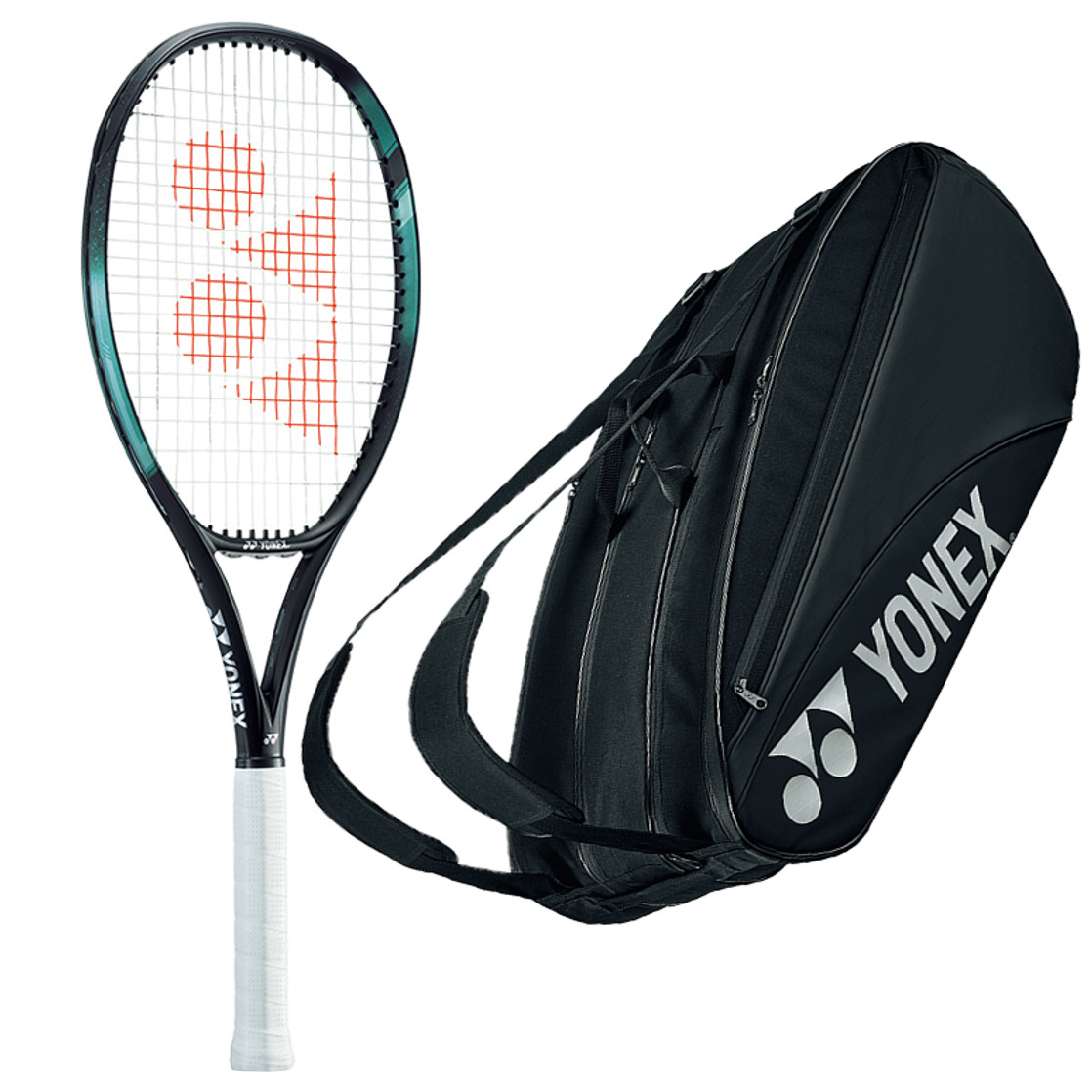YONEX EZONE 100L 285 GR. + 9 RACKETBAG ZWART » TennisDirect.nl